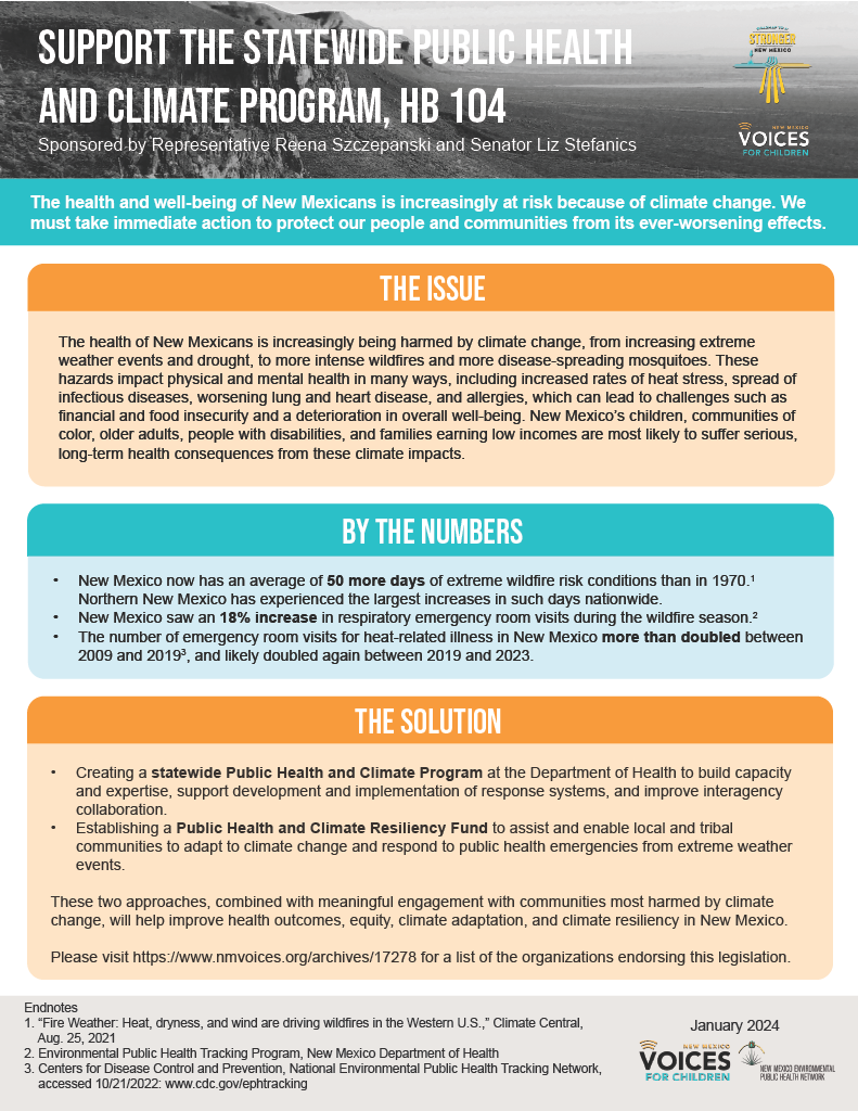 Support the State Climate Health Program (HB 108) and Extreme Weather ...